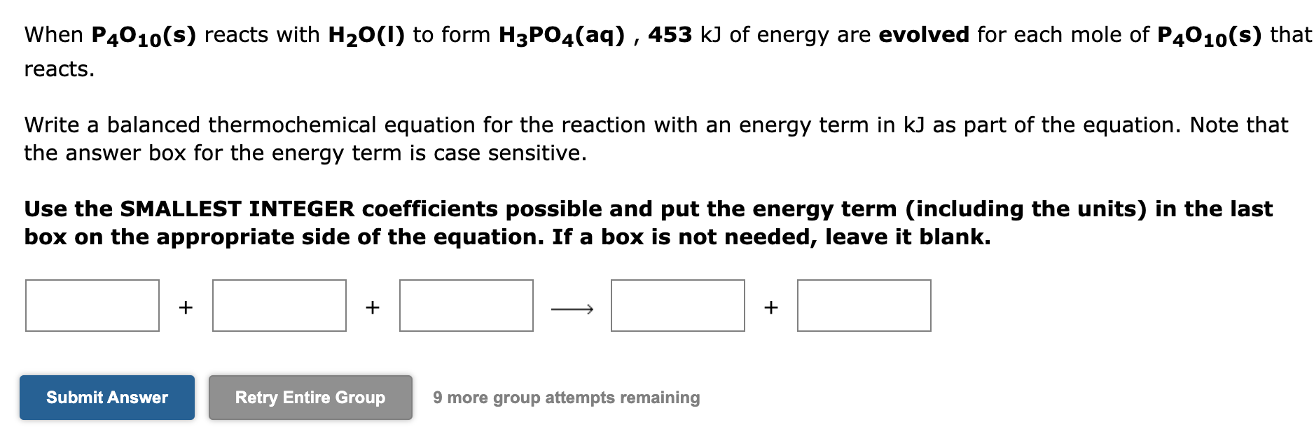 Solved When P4O10(s) reacts with H2O(I) to form | Chegg.com