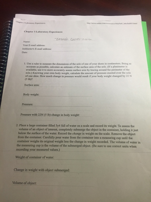 Solved Chapeer 3 Laboratory Experiences 3. Secure one end of | Chegg.com