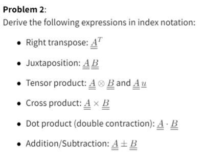 Problem 2: Derive the following expressions in index | Chegg.com