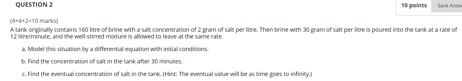 Solved QUESTION 2 10 points Save Answ (4+4+2=10 marks) A | Chegg.com