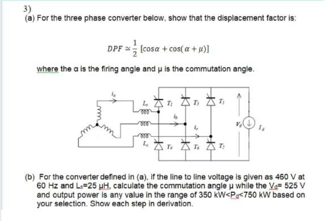 Solved 3) (a) For the three phase converter below, show that | Chegg.com