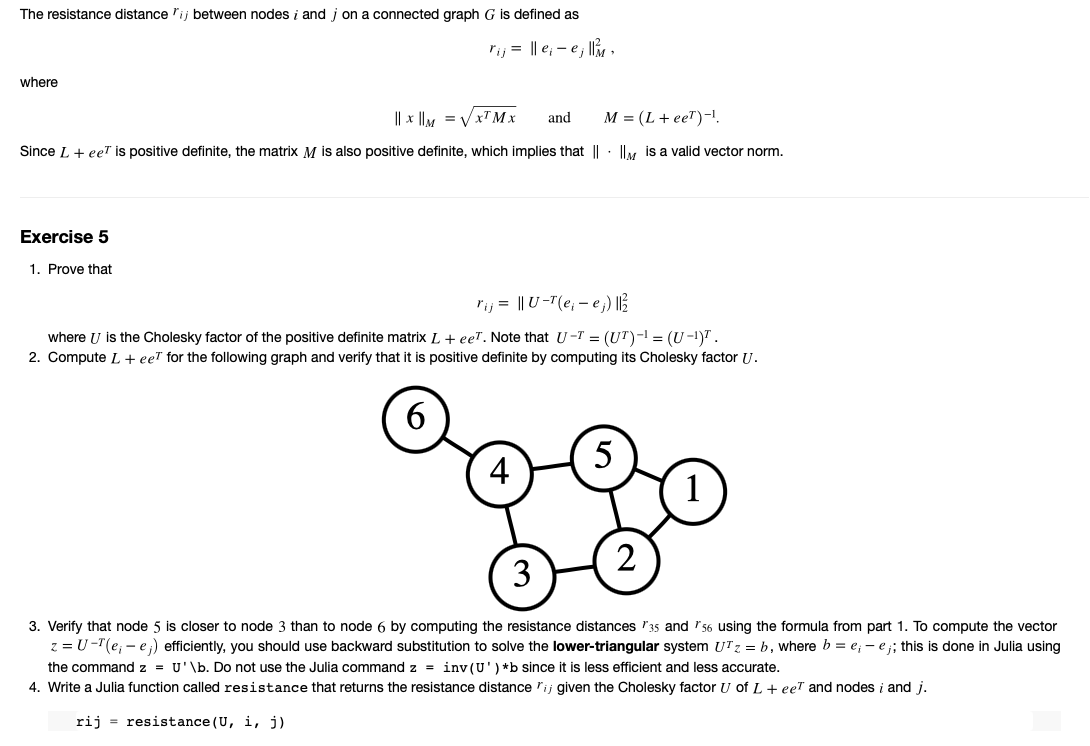 The resistance distance 'ij between nodes i and j on | Chegg.com