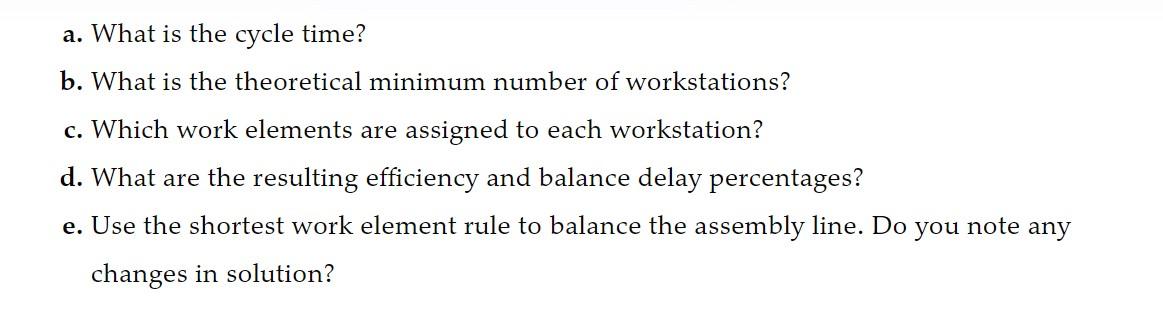 Solved Use the longest work element rule to balance the | Chegg.com