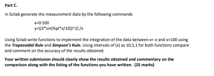 Solved Part C. In Scilab generate the measurement data by | Chegg.com