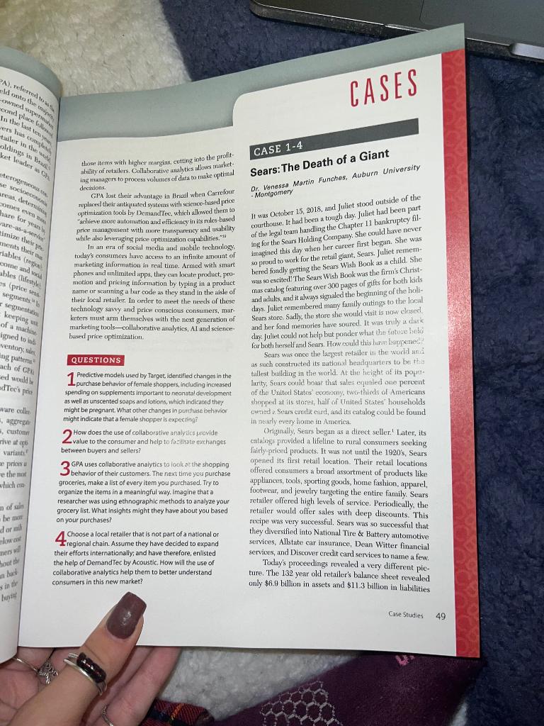 Solved TOPIC: SEARS: THE DEATH OF A GIANT ANSWER THE 4 | Chegg.com