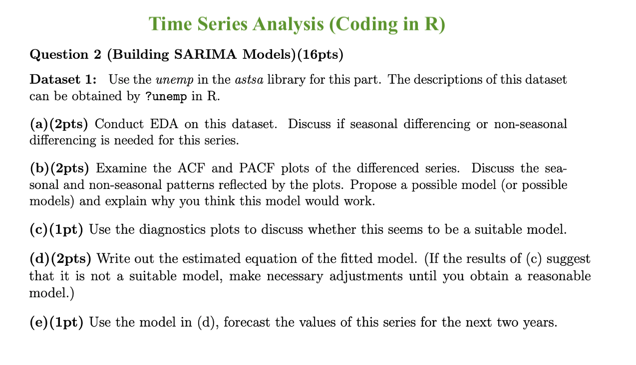 Time Series Analysis (Coding in R) Question 2 | Chegg.com