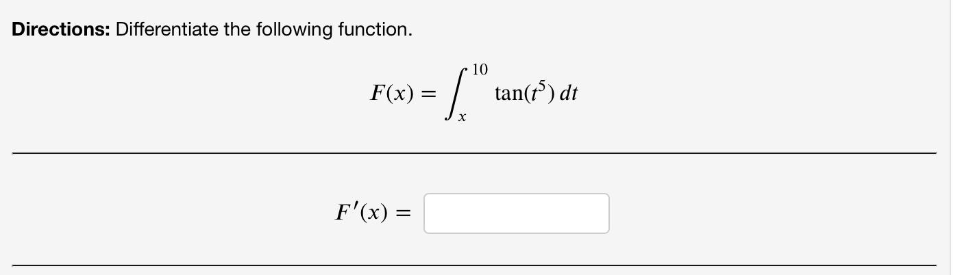 Solved Directions: Differentiate the following function. 1 y | Chegg.com