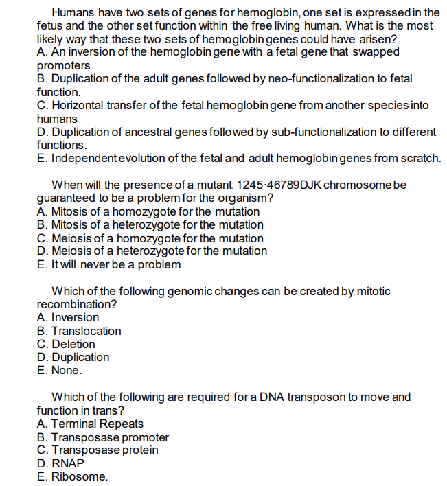 Solved Section5. Answer the following questions on genomics | Chegg.com
