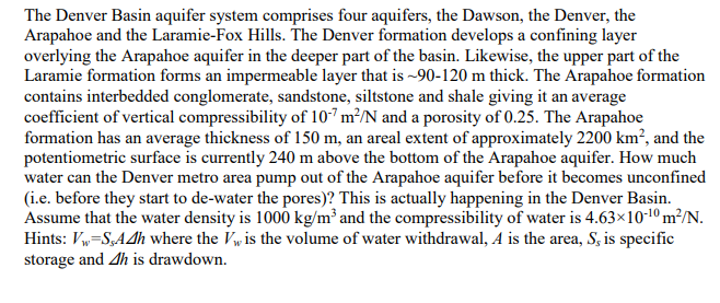 Solved The Denver Basin aquifer system comprises four | Chegg.com