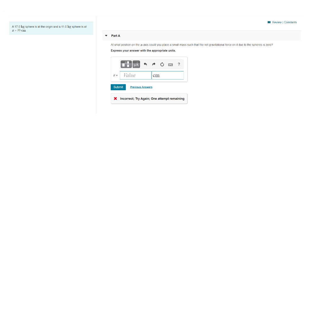 Solved A Review Constants A 17.0 kg sphere is at the origin | Chegg.com