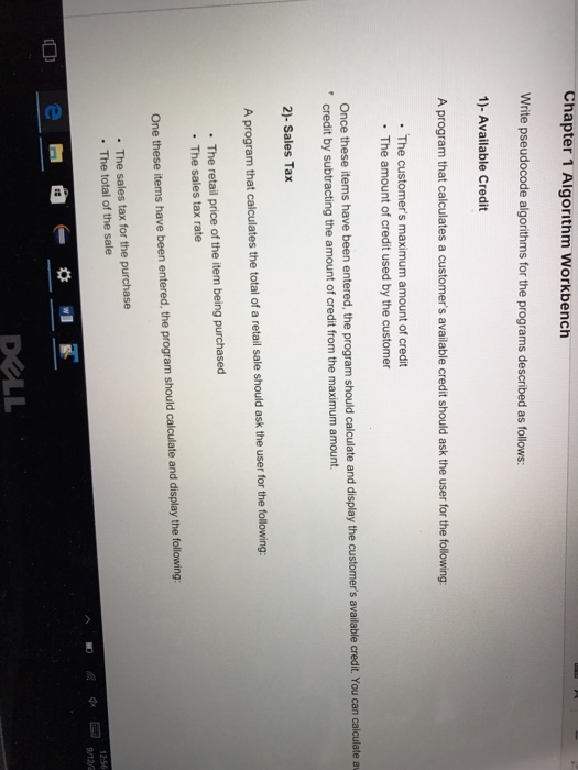 Solved Homework Chapter 1 Algorithm Workbench Write Pseudocode Algorithms For The Programs