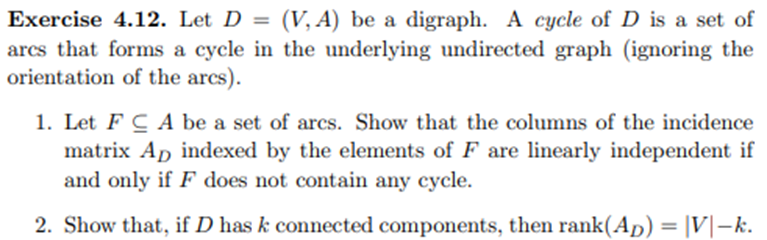 Solved Exercise 412 Let Dva Be A Digraph A Cycle Of D 