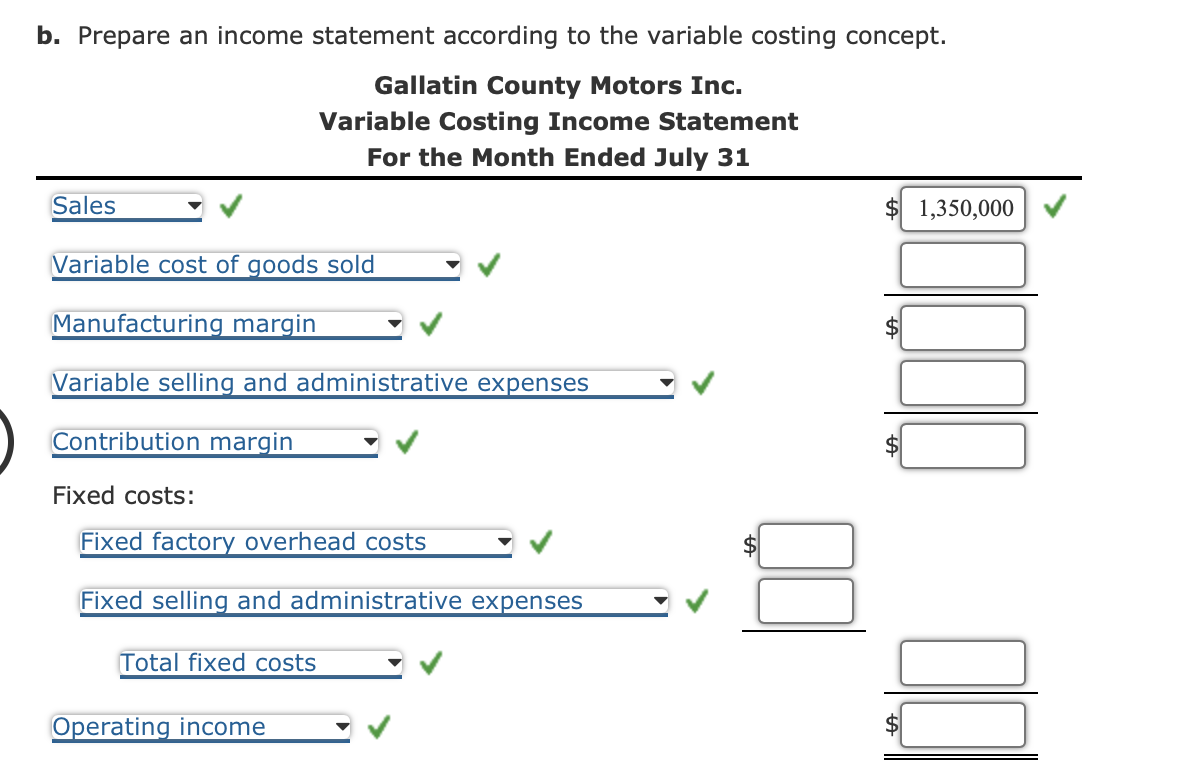 Solved Prepare an income statement according to the | Chegg.com