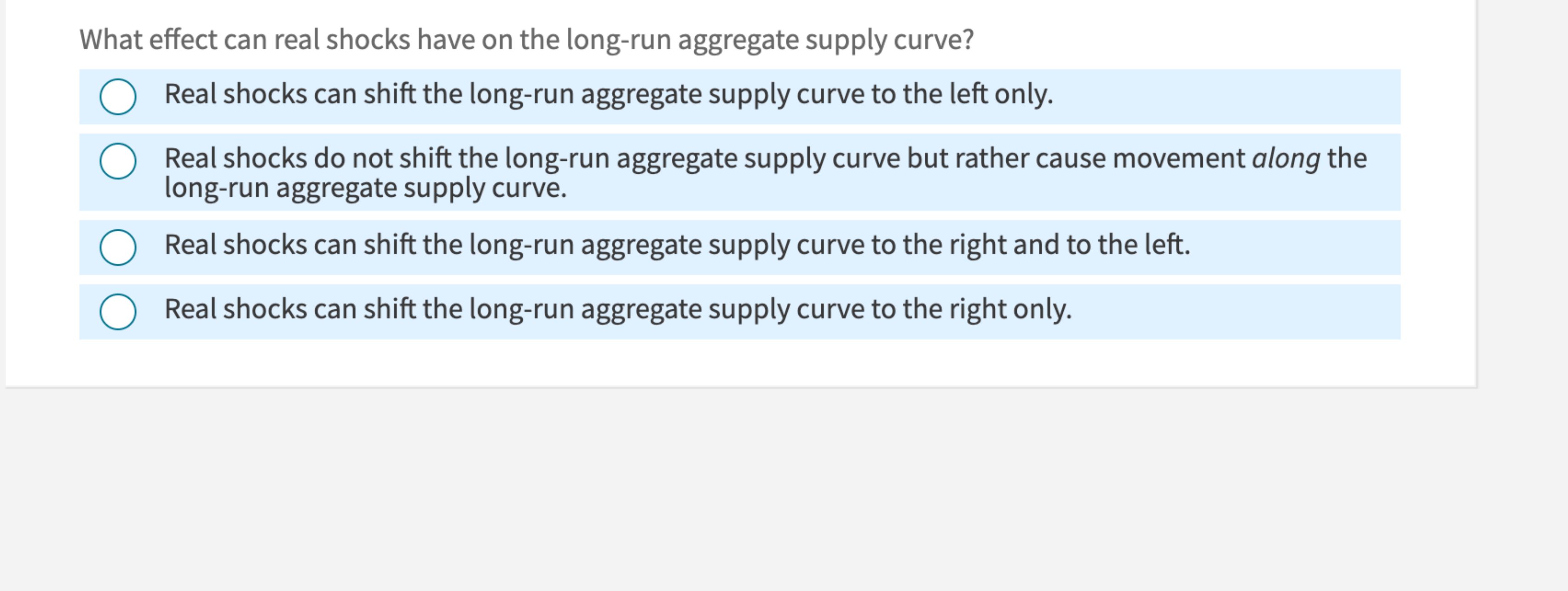 Solved What effect can real shocks have on the long-run | Chegg.com