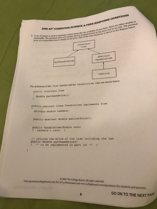 Solved ONS 2006 AP cOMPUTER SCIENCE A FREE-RESPONSE O | Chegg.com
