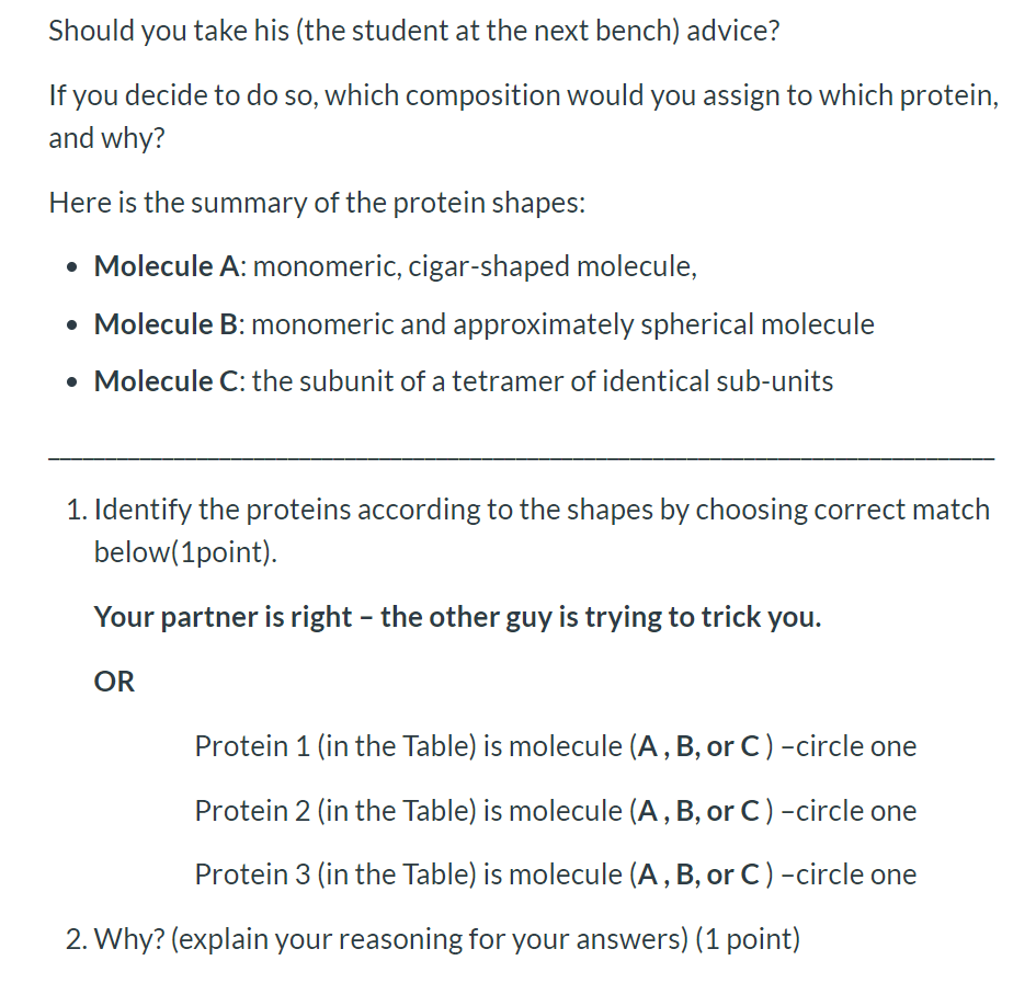 Solved As part of an undergraduate biochemistry lab project, | Chegg.com