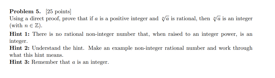 Solved Problem 5. [25 points] Using a direct proof, prove | Chegg.com