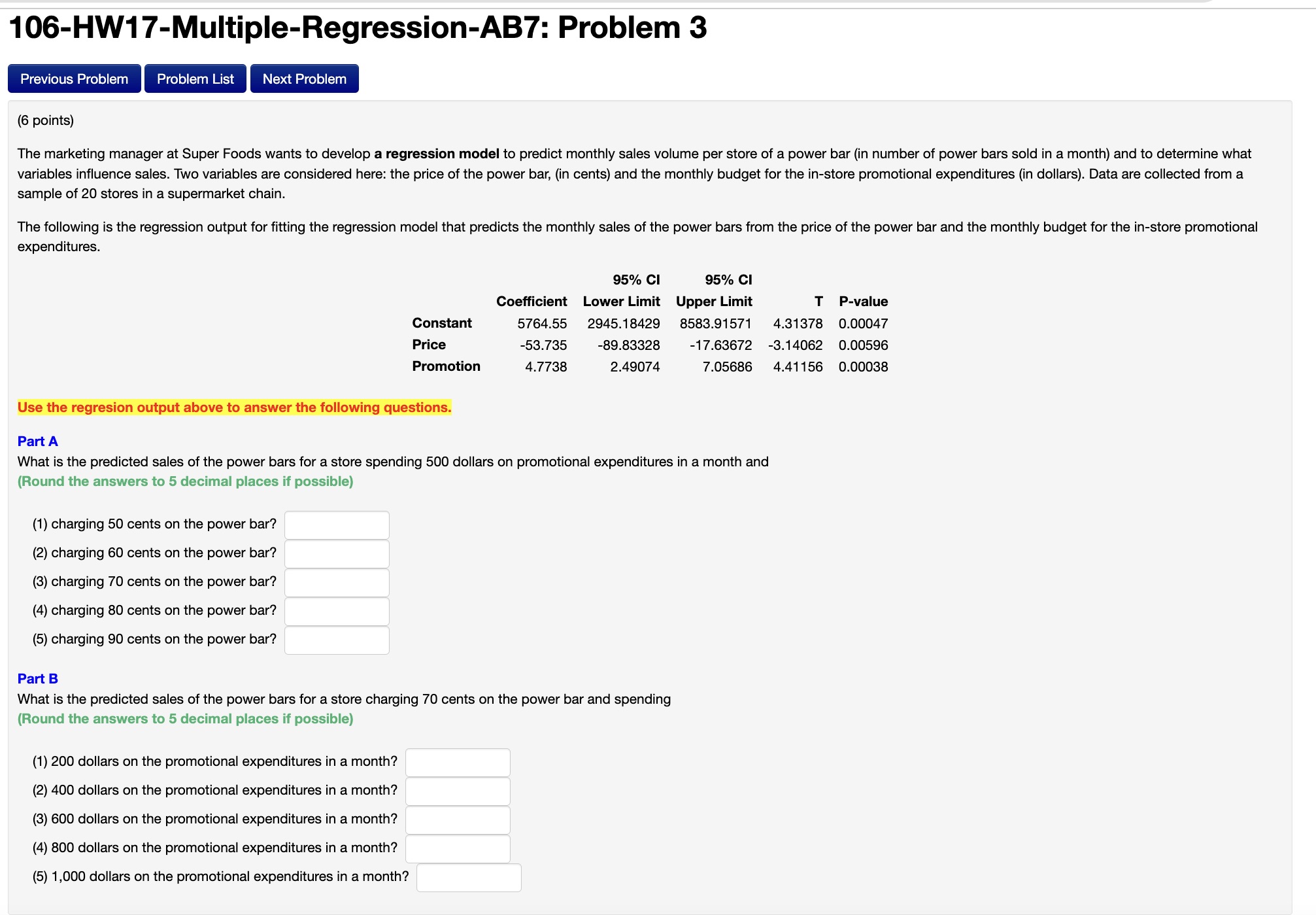 Solved sample of 20 stores in a supermarket chain. | Chegg.com