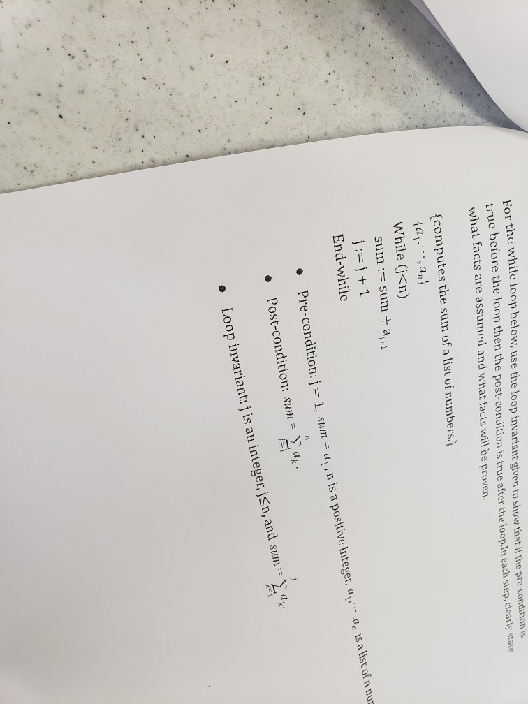 Solved For the while loop below, use the loop invariant | Chegg.com