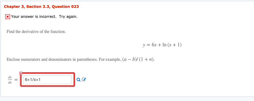 Solved Chapter 3, Section 3.3, Question 026 x Your answer is | Chegg.com