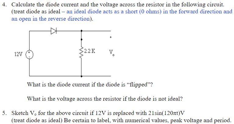 Solved Calculate the diode current and the voltage across | Chegg.com