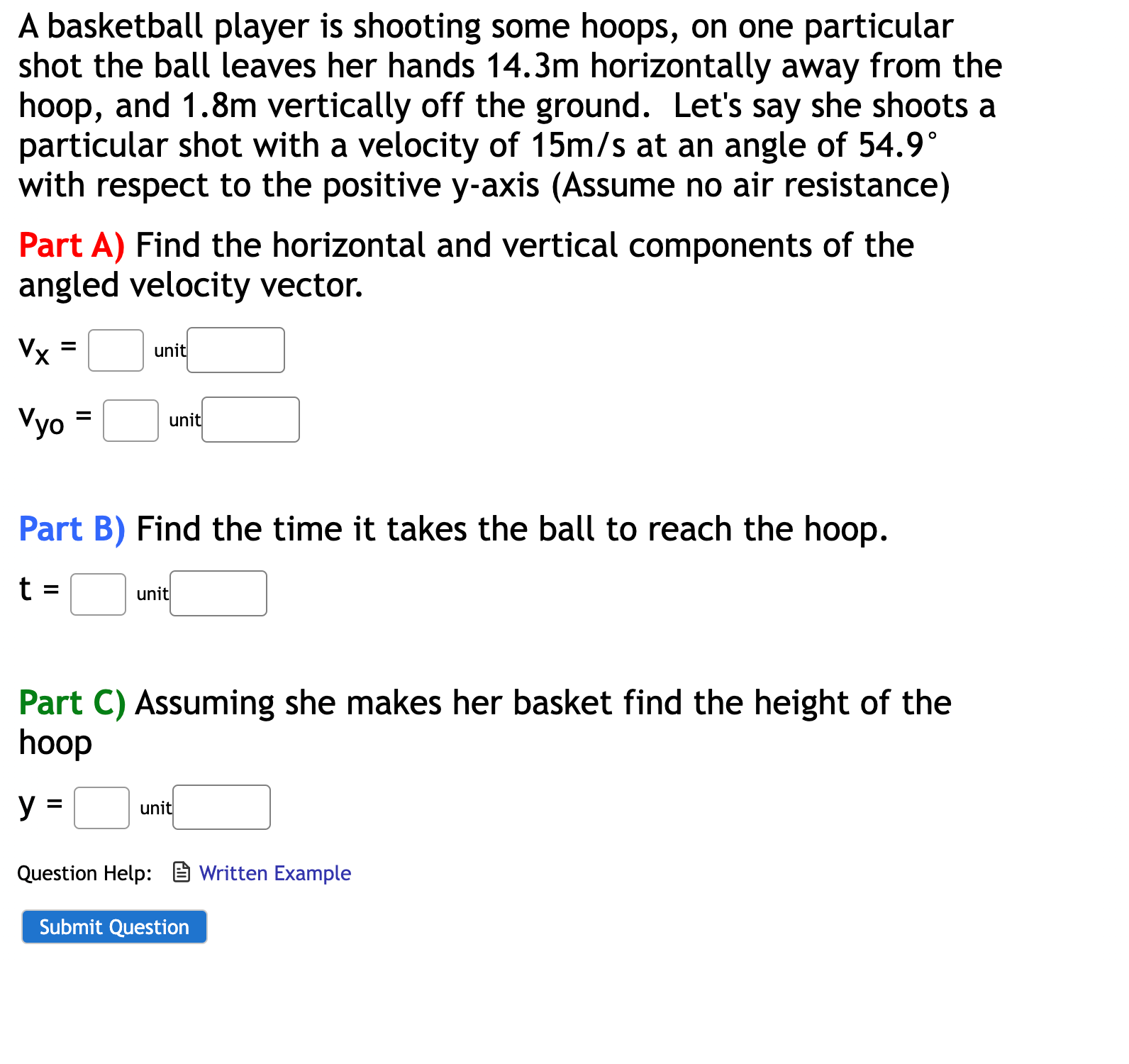 Solved A basketball player is shooting some hoops, on one | Chegg.com