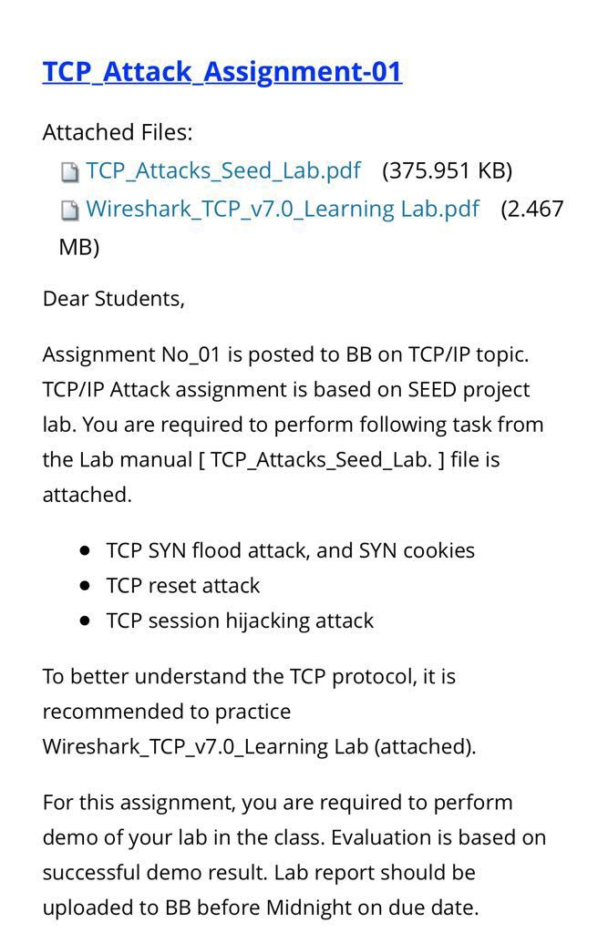 TCP Attack Assignment-01 Attached Files: D | Chegg.com