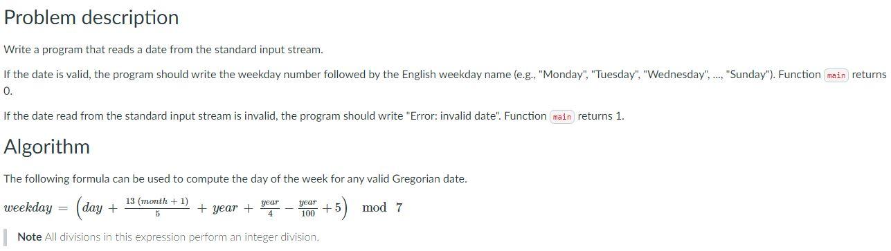 Solved Problem Description Write A Program That Reads A Date 
