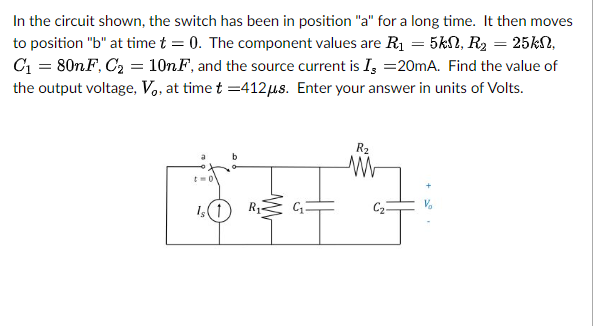 Solved In the circuit shown, the switch has been in the open | Chegg.com