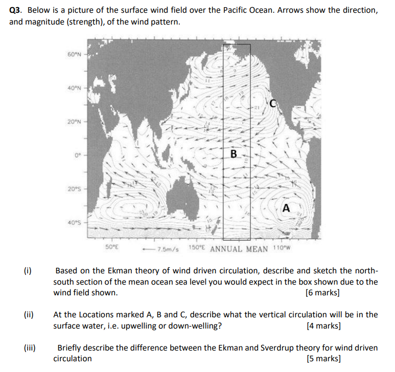Solved Q3. Below is a picture of the surface wind field over | Chegg.com
