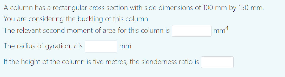 Solved A column has a rectangular cross section with side | Chegg.com