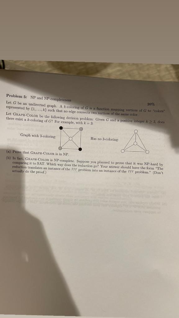 Solved Problem 5: NP and NP-completeness Let G be an | Chegg.com