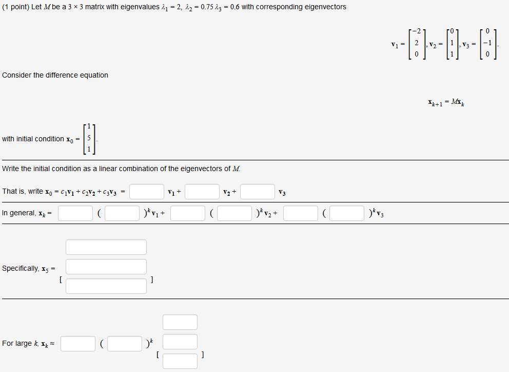 Solved Let M Be A 3×3 Matrix With Eigenvalues λ1 2 λ2 0 75