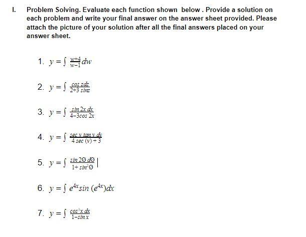 Solved 1. Problem Solving. Evaluate each function shown | Chegg.com