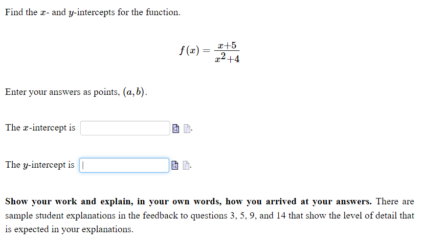 Solved Find the x - and y-intercepts for the function. | Chegg.com