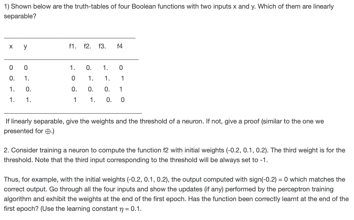 Solved 1) Shown below are the truth-tables of four Boolean | Chegg.com