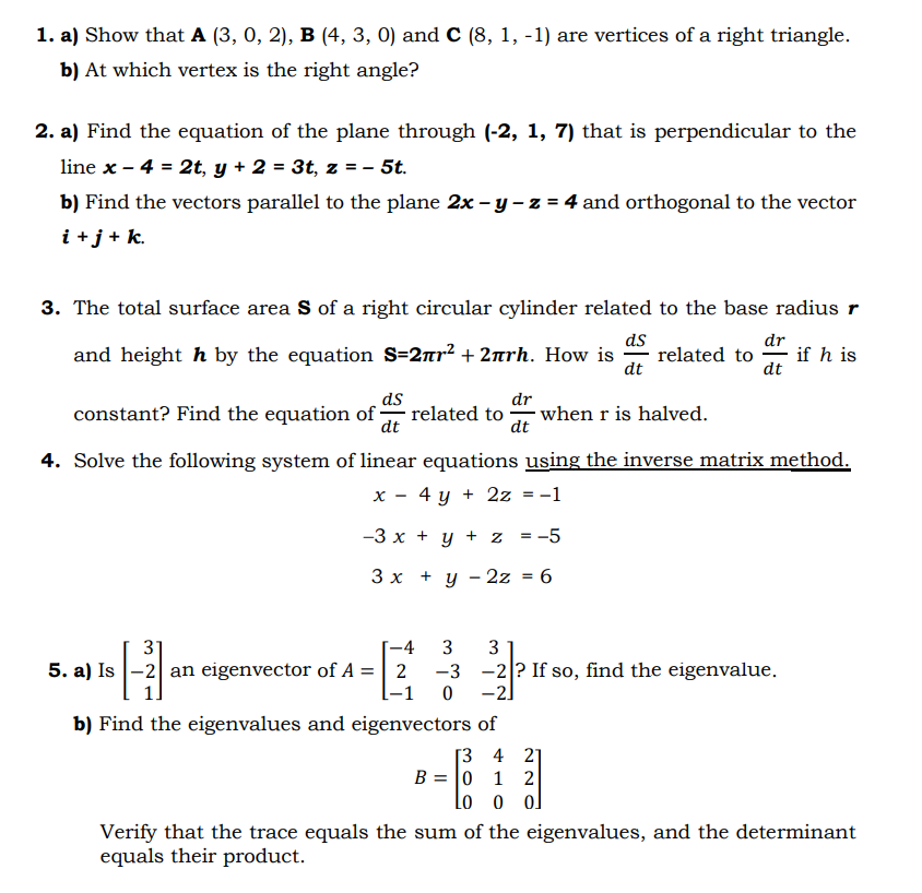 Solved 1. a) Show that A (3, 0, 2), B (4,3,0) and C (8, | Chegg.com