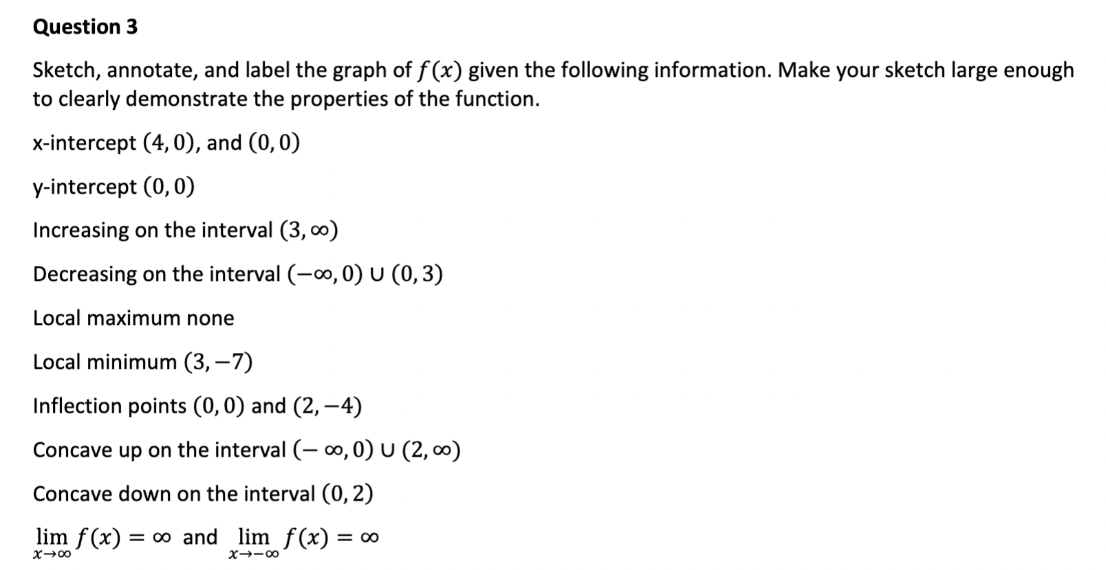 Solved Question 3 Sketch, annotate, and label the graph of | Chegg.com