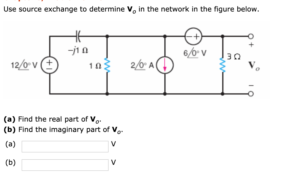 Solved Use source exchange to determine V, in the network in | Chegg.com