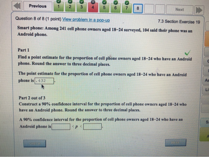 Solved Previous 7 Next Question 8 of 8 (1 point) View | Chegg.com