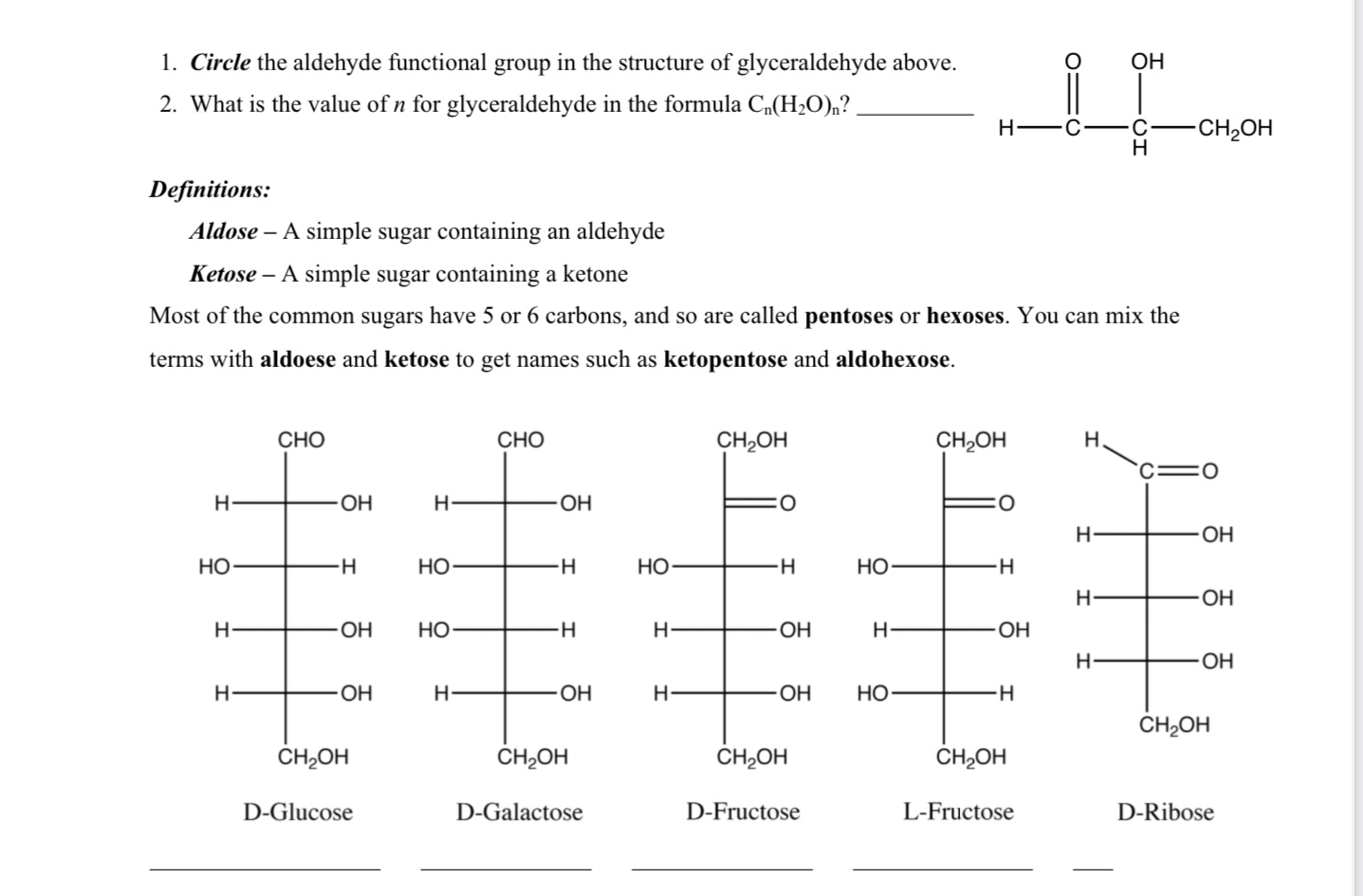 Solved 1. Circle the aldehyde functional group in the | Chegg.com