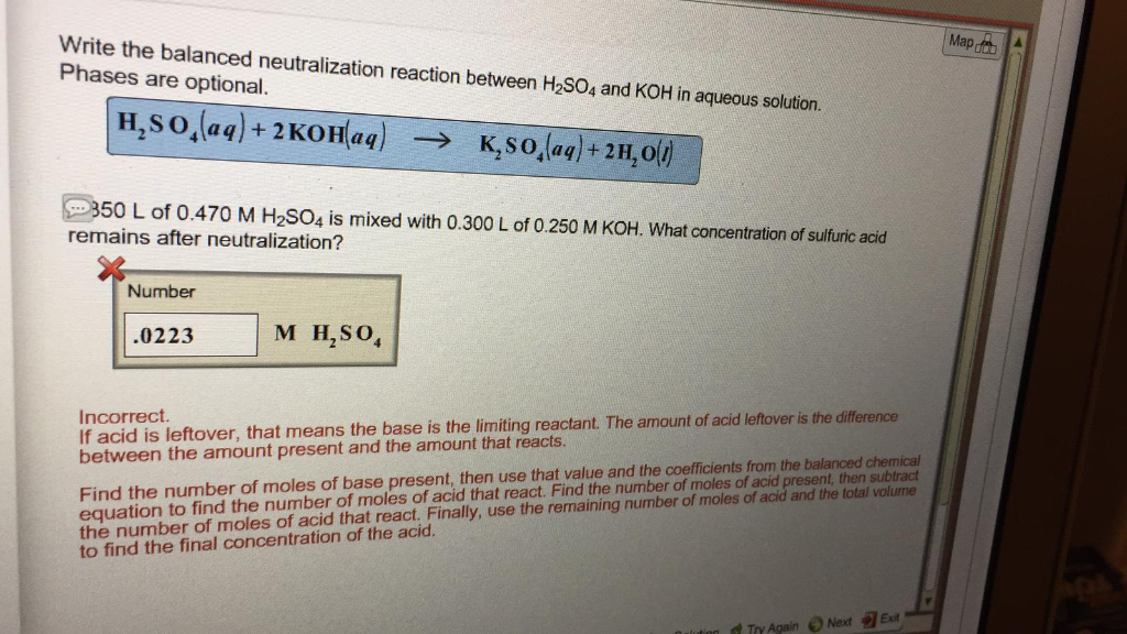 Solved Write the balanced neutralization reaction between | Chegg.com