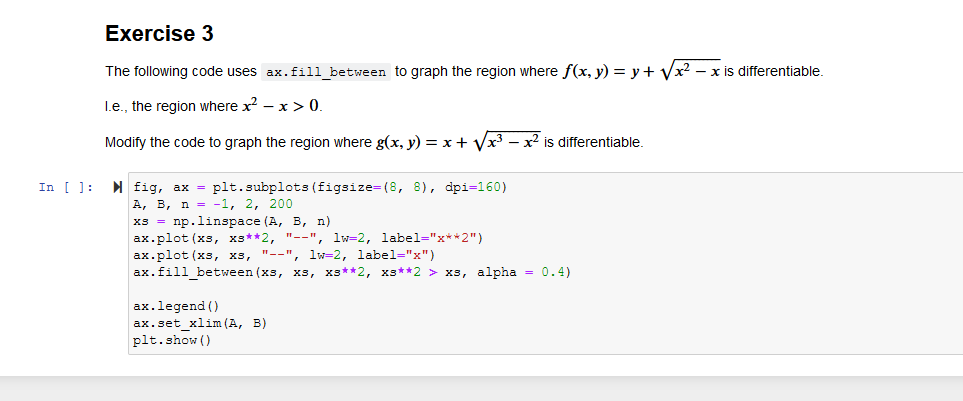 Solved Exercise 3 The following code uses ax.fill_between to | Chegg.com