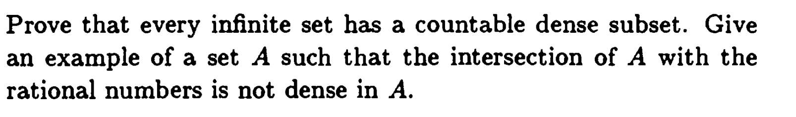 Solved Prove that every infinite set has a countable dense | Chegg.com