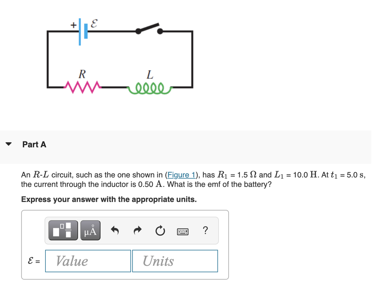 Solved An R−L circuit, such as the one shown in (Figure 1), | Chegg.com