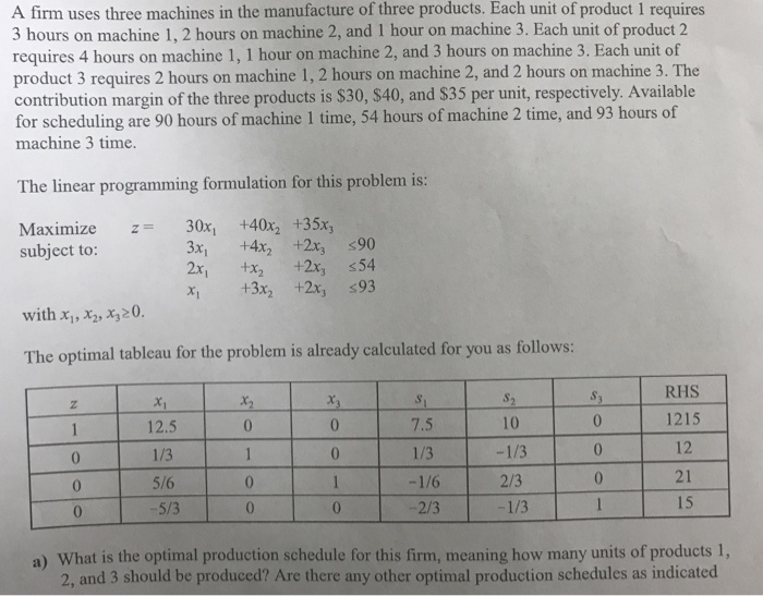 Solved A firm uses three machines in the manufacture of | Chegg.com