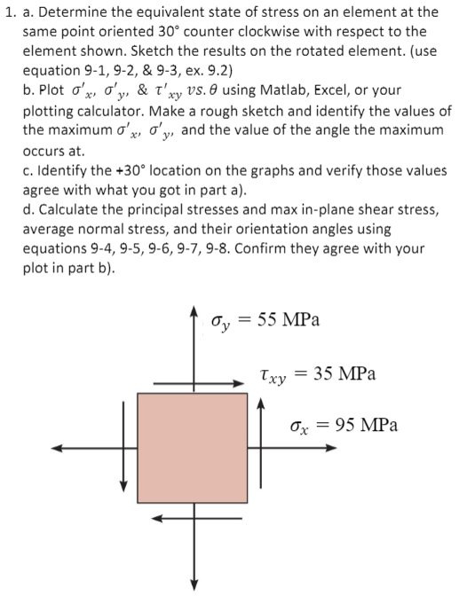 Solved Determine the equivalent state of stress on an | Chegg.com