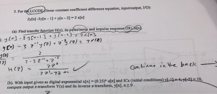 Solved 3. For t LCCDE linear constant coefficient difference | Chegg.com