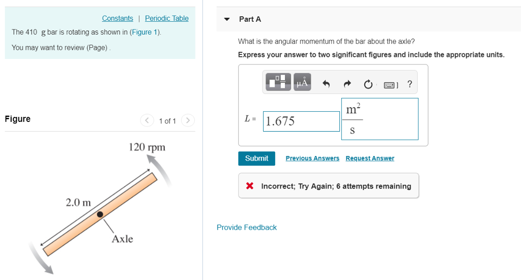 Solved ns Part A The 410 g bar is rotating as shown in | Chegg.com