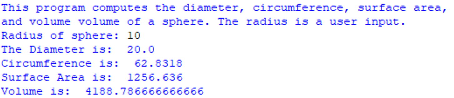 Solved This Program Computes The Diameter Circumference 8254